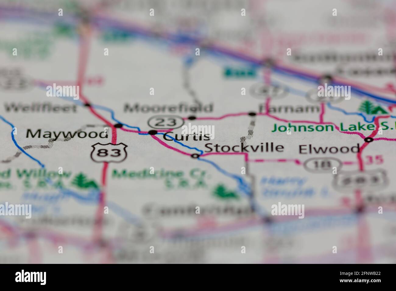 Curtis Nebraska USA mostrato su una mappa geografica o su una strada ...