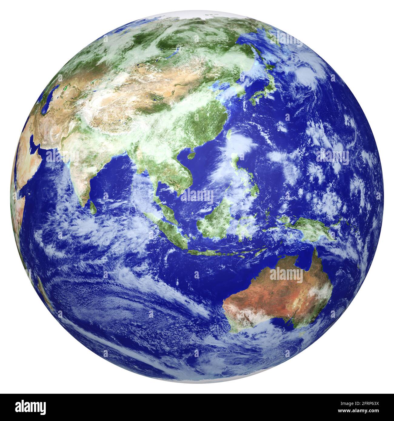 Mappa cloud del globo terrestre. Lato dell'Asia e dell'Australia. La ...