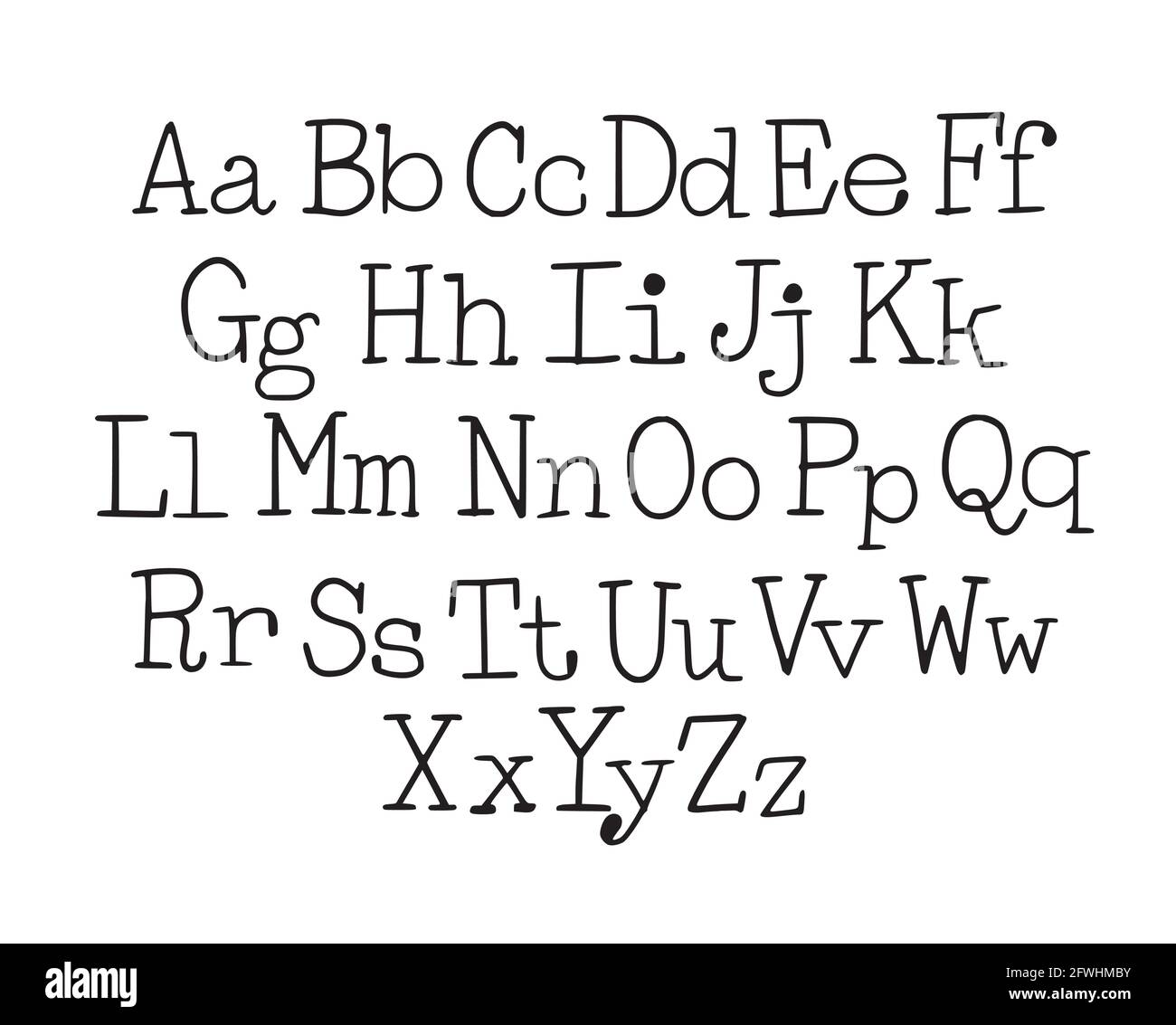 Font stile macchina da scrivere. Set di lettere in maiuscolo e ...