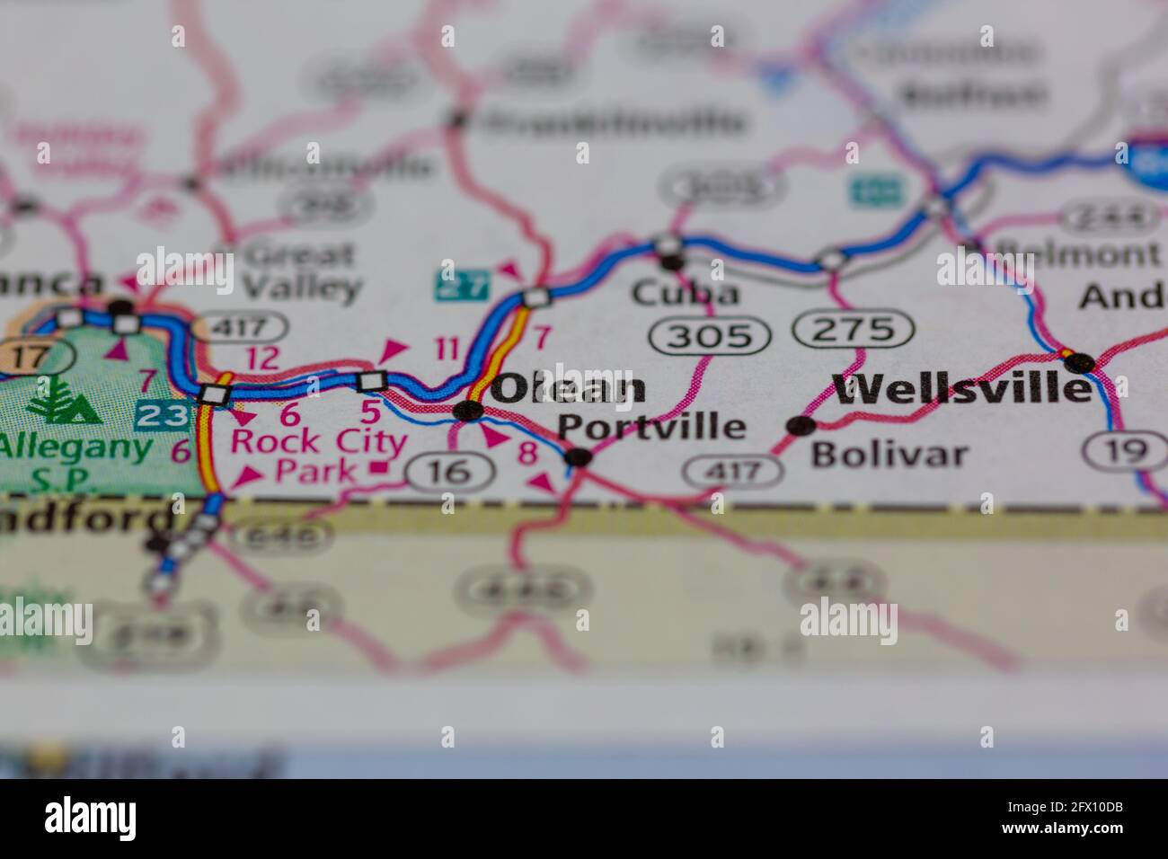 Olean New York USA mostrato su una mappa geografica o su una mappa ...