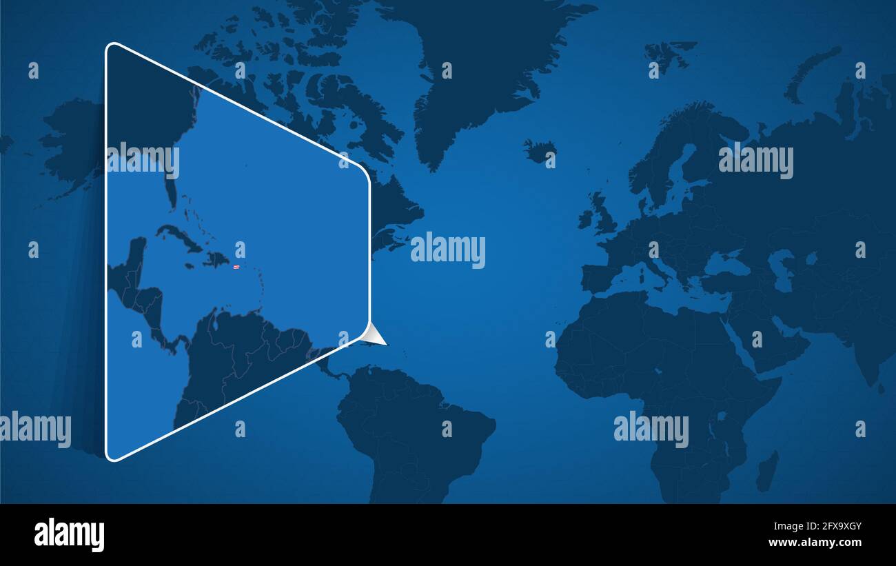 Posizione di Porto Rico sulla mappa del mondo con la mappa ingrandita ...