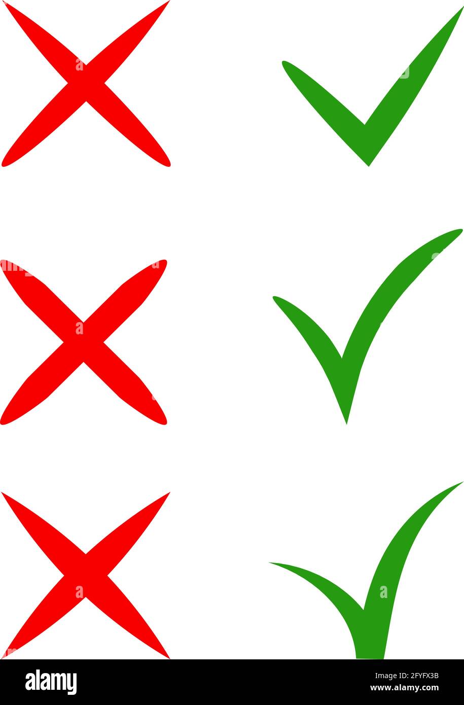 Set di segni di spunta vettoriali eleganti. Segno di spunta verde e ...