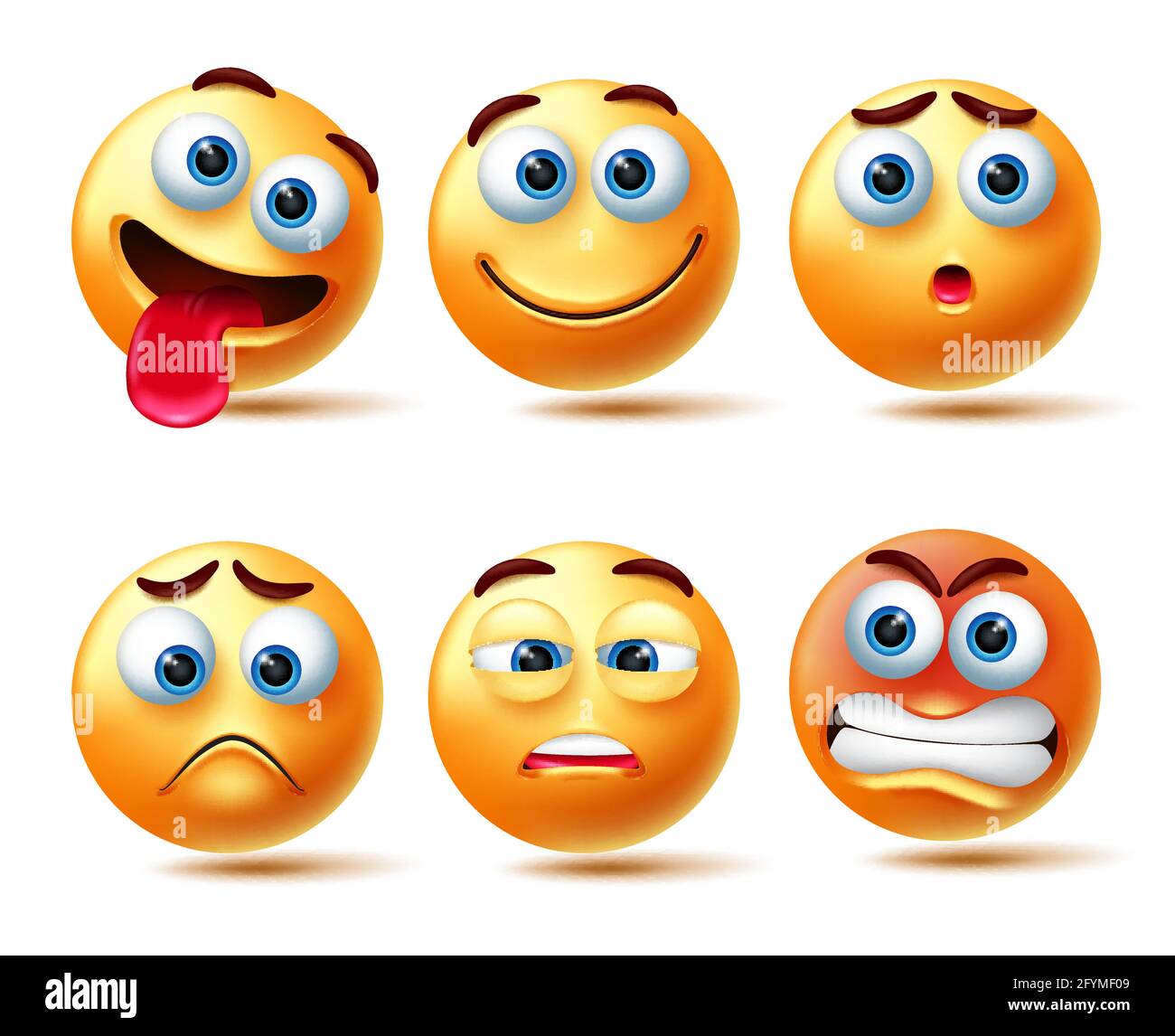 Set di vettori emoticon Smileys. Emoticon 3d emoji isolate su sfondo ...