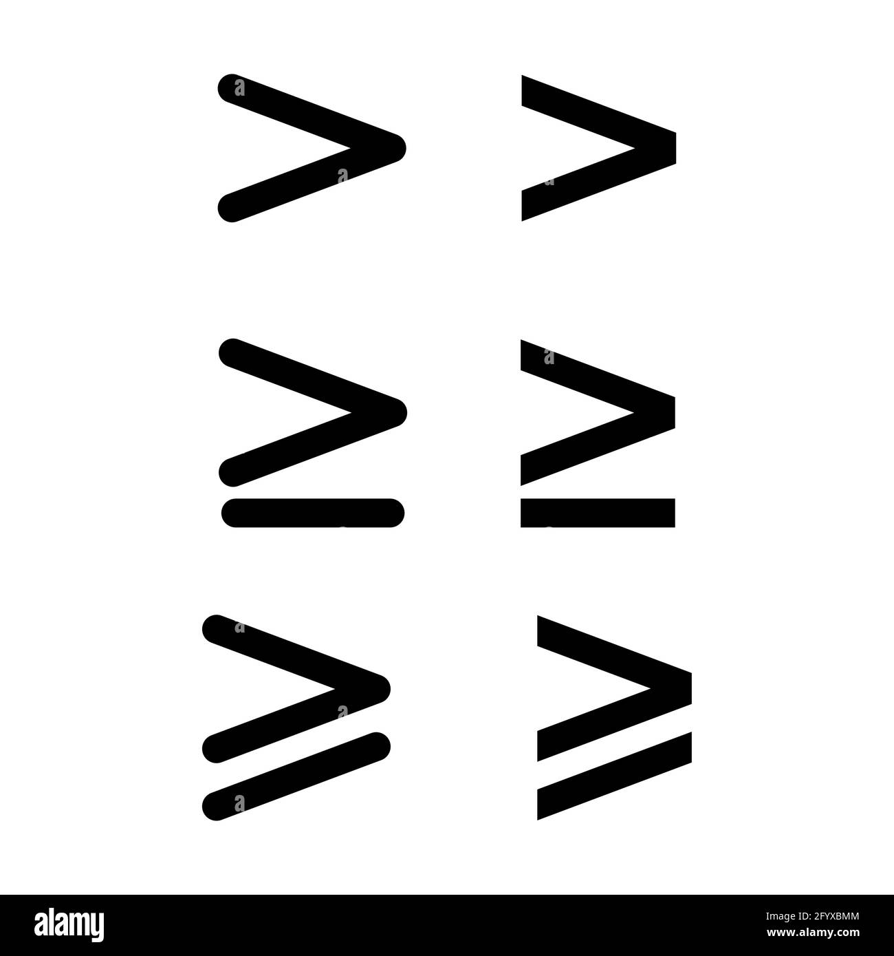 Insieme di simbolo maggiore di matematica, icona matematica istruzione ...