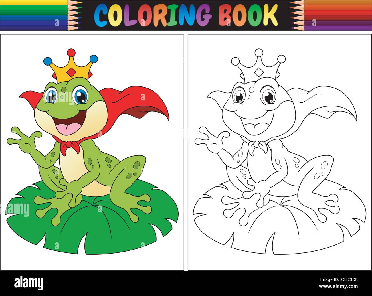 Libro da colorare king rana cartone animato Immagine e Vettoriale - Alamy