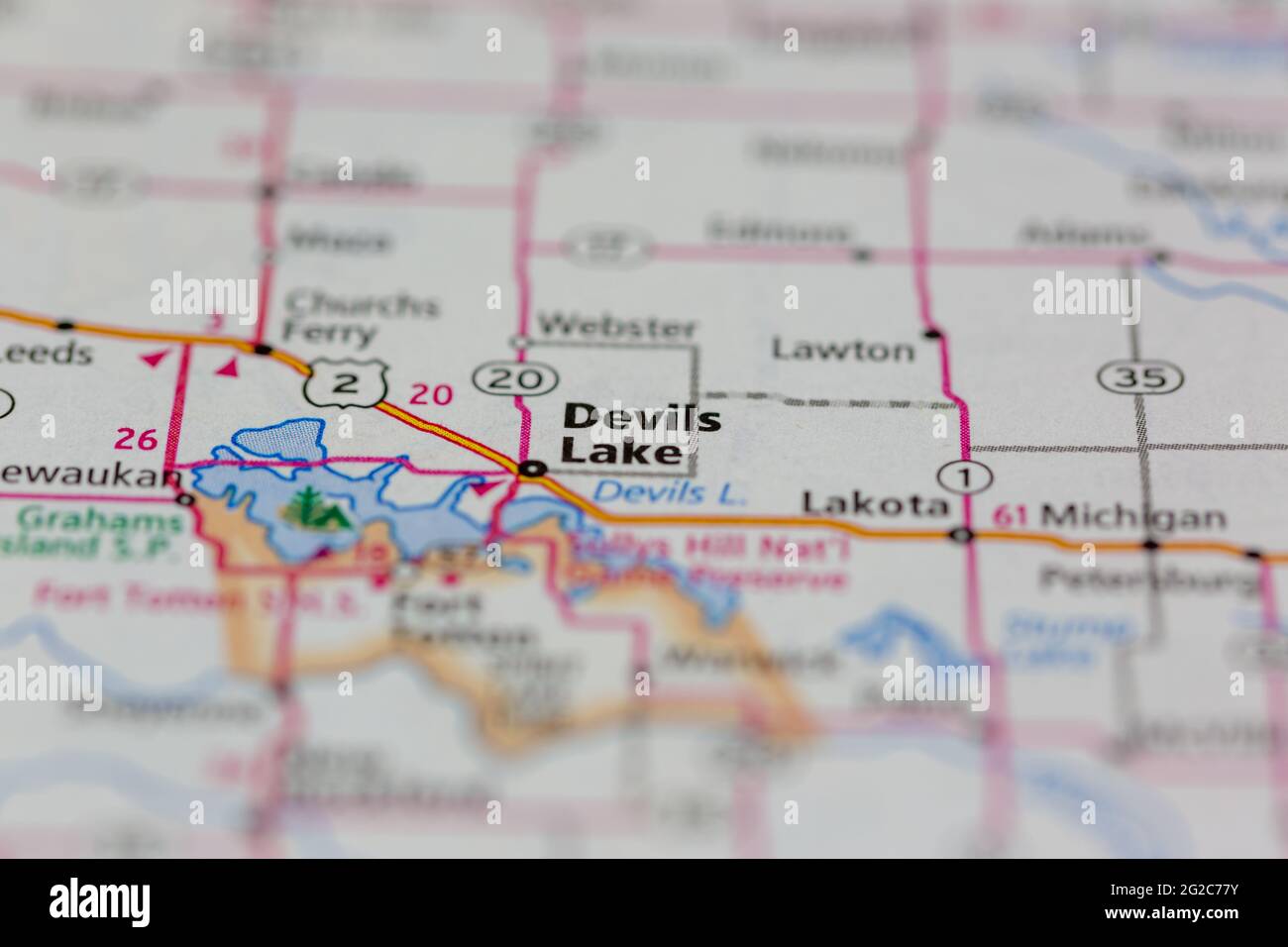 Devils Lake North Dakota USA mostra di una mappa stradale o di una ...