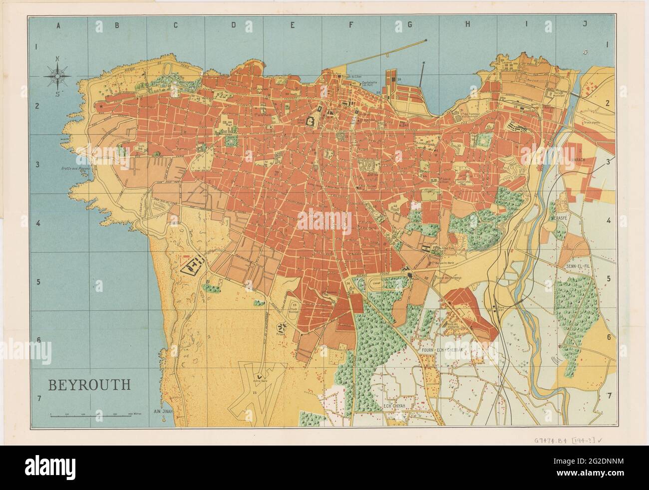 Beirut Plan, Mappa di Beirut, Mappa di Beirut, Mappa di Beirut, Vintage ...