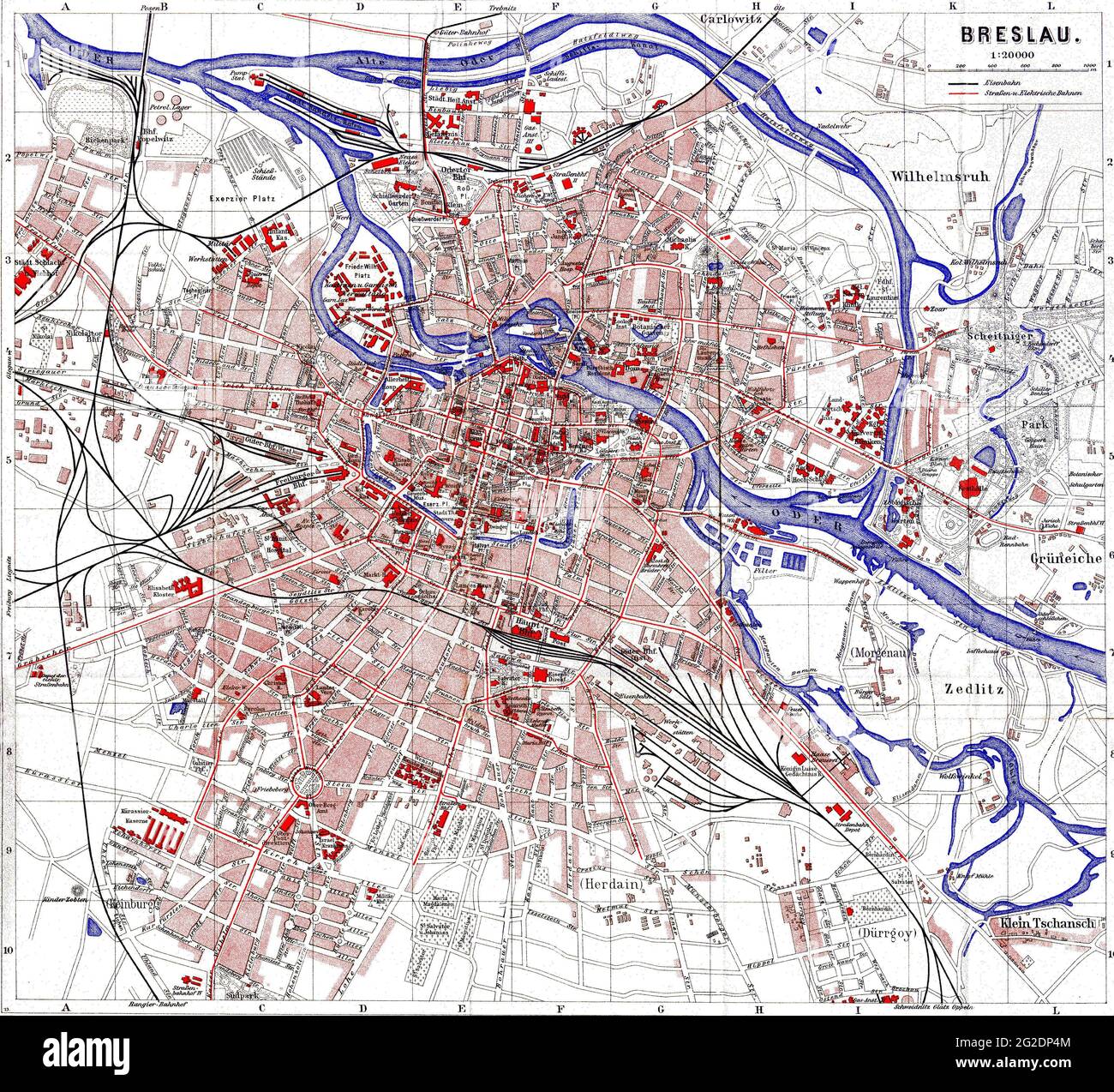 Wrocław Mappa, Wrocław Stampa mappa, Old Wrocław Mappa, Mappa di ...