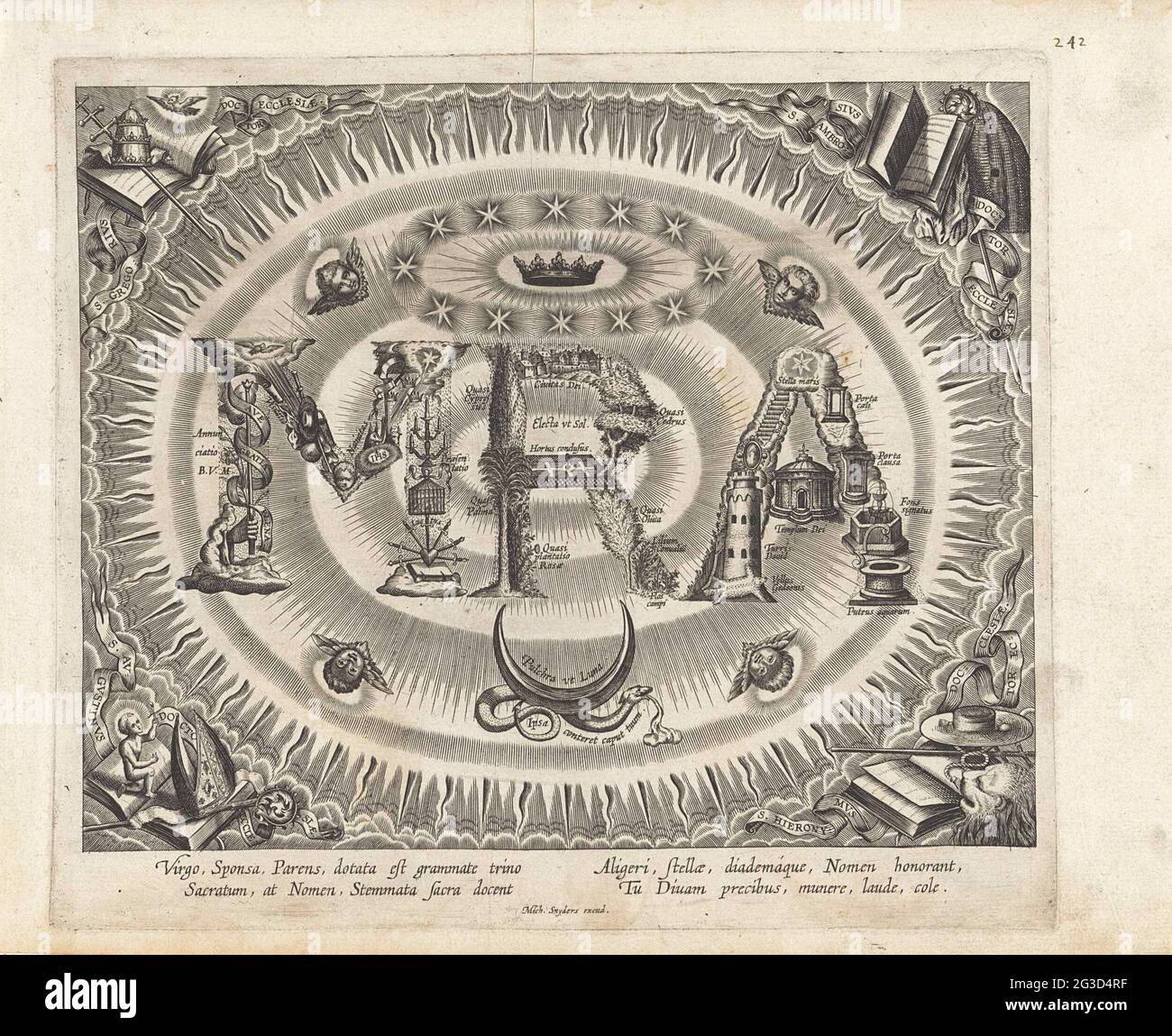 Ornamento: Monogramma Maria: MRA composto da simboli maria. Monogramma ...