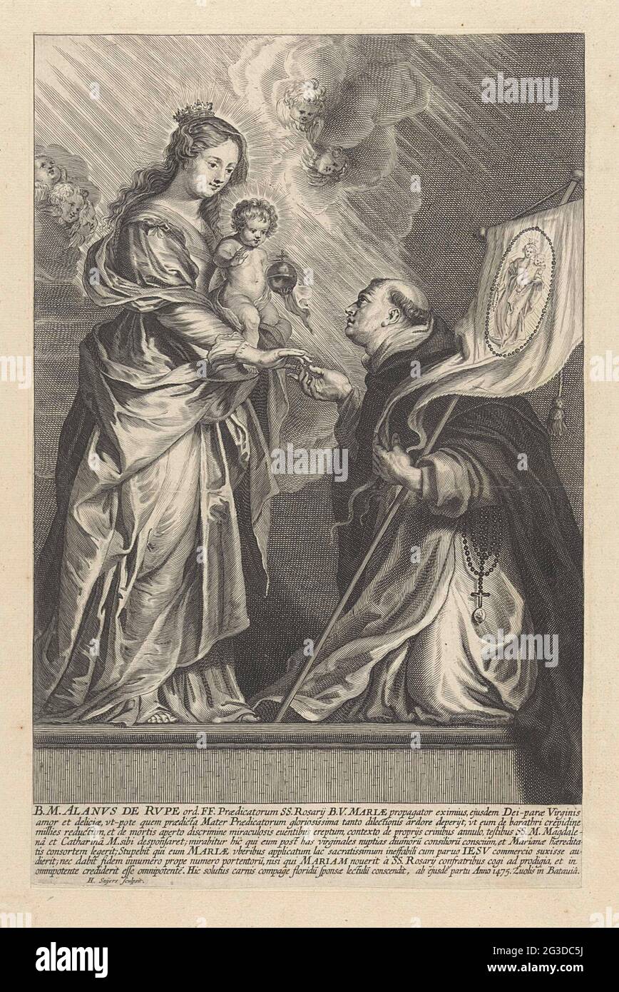 Madonna e bambino adorato da Alanus de Rupe. Il predicatore bretone e ...