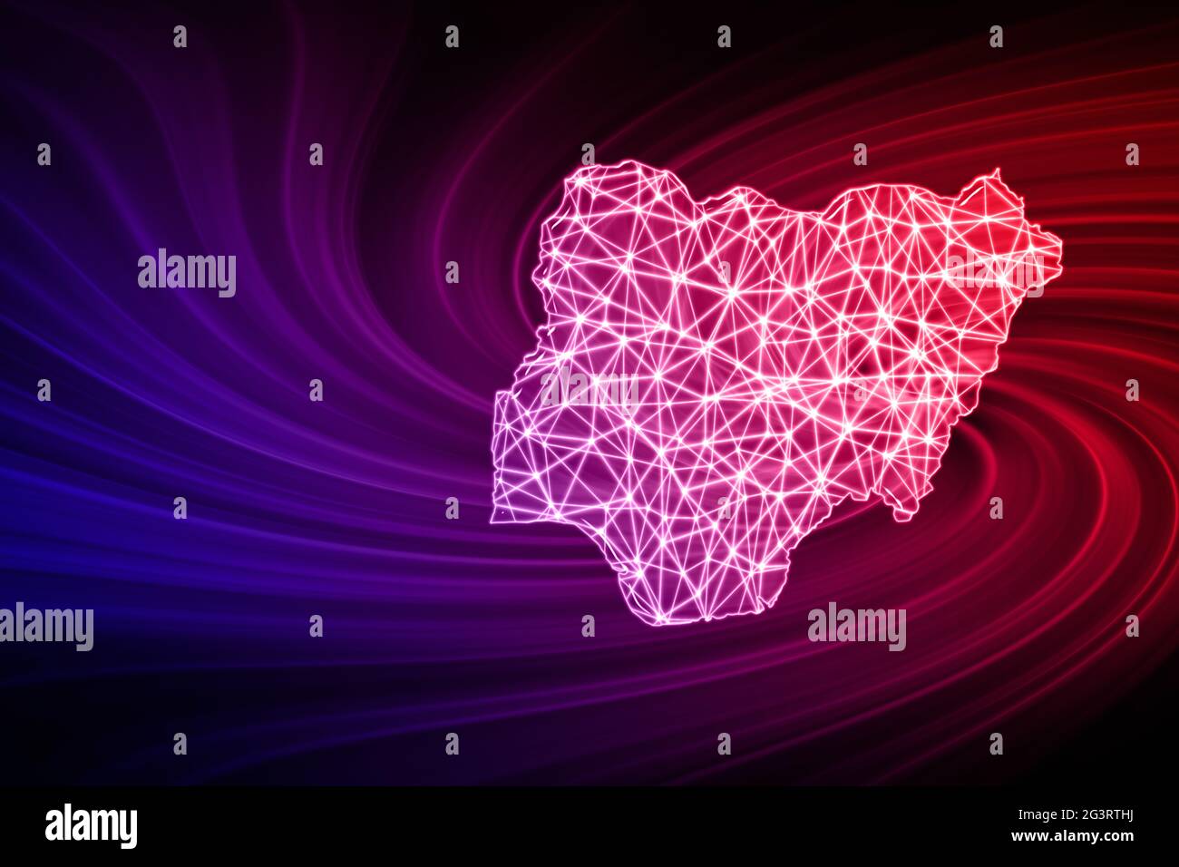 Mappa della Nigeria, mappa della linea a mesh poligonale, mappa moderna ...