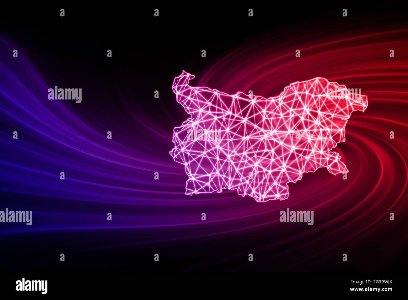 Mappa della Bulgaria, mappa della linea a mesh poligonale, mappa ...