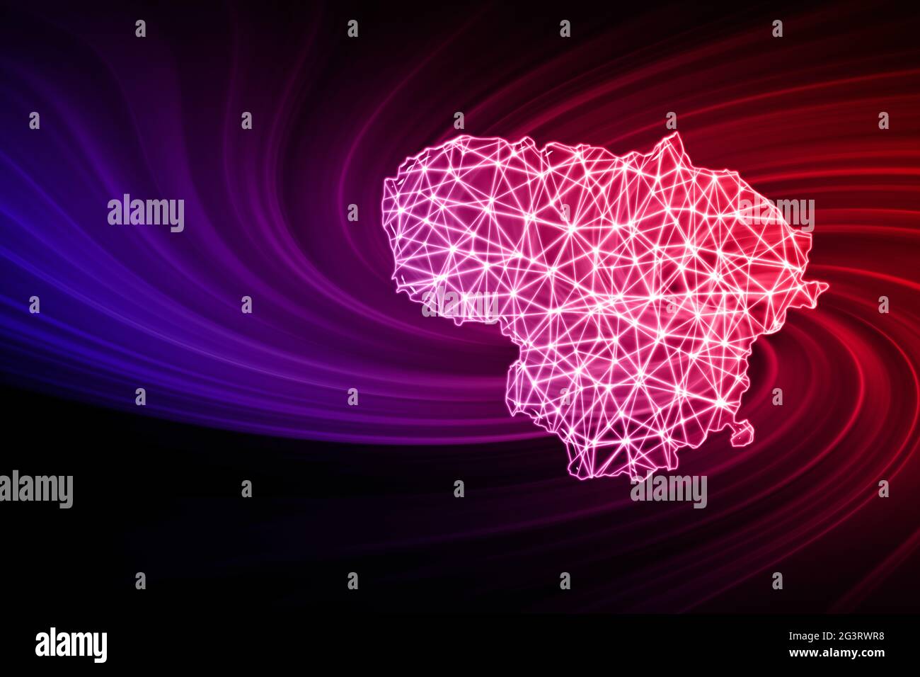 Mappa della Lituania, mappa della linea a mesh poligonale, mappa ...