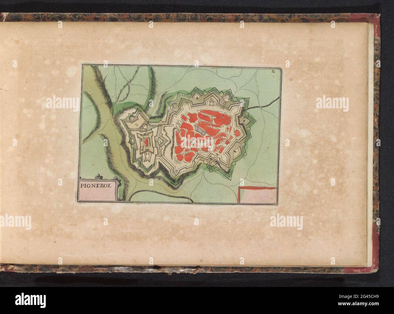 Mappa di Pinerolo; Pignerol. Mappa dei rinforzi alla città italiana di ...