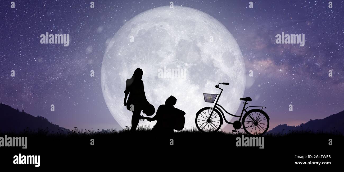 Cielo di notte con a luna piena cartoon immagini e fotografie stock ad ...