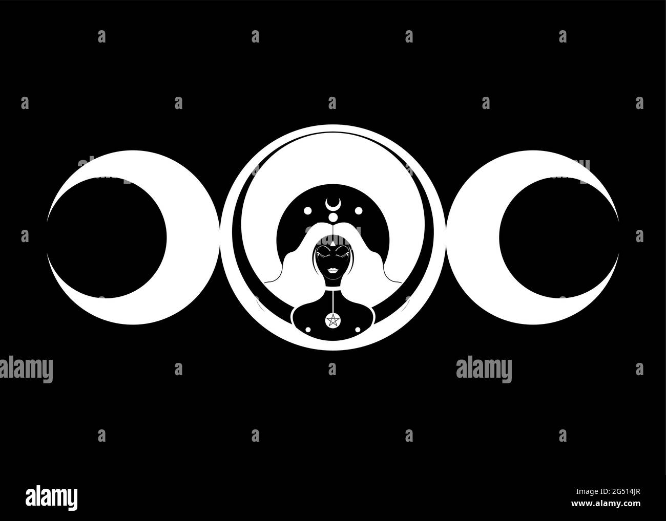 Triplice dea simbolo delle fasi lunari. Wiccan icona donna. Hekate ...