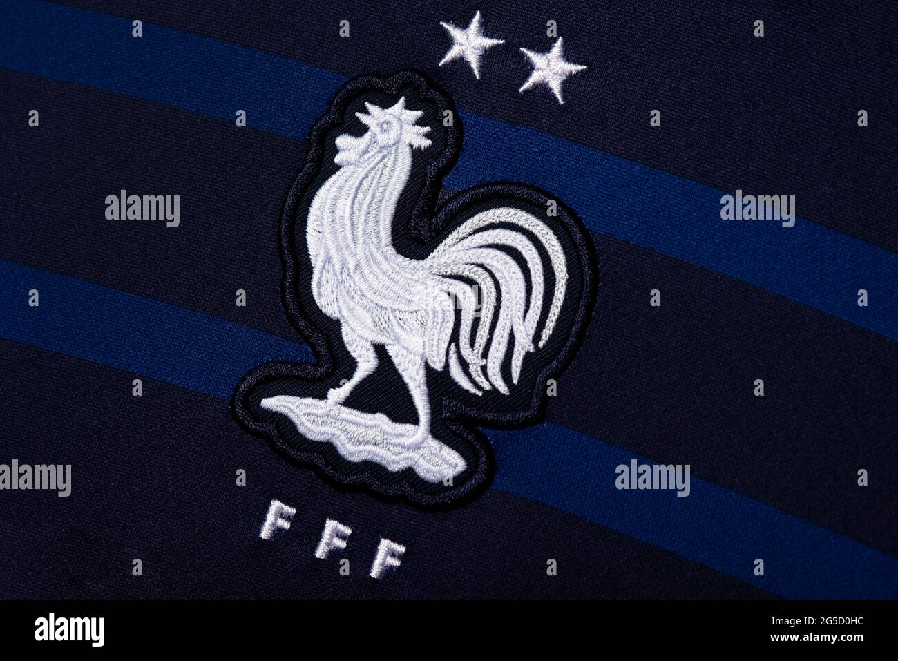 Primo piano della divisa della nazionale francese di calcio. UEFA euro ...