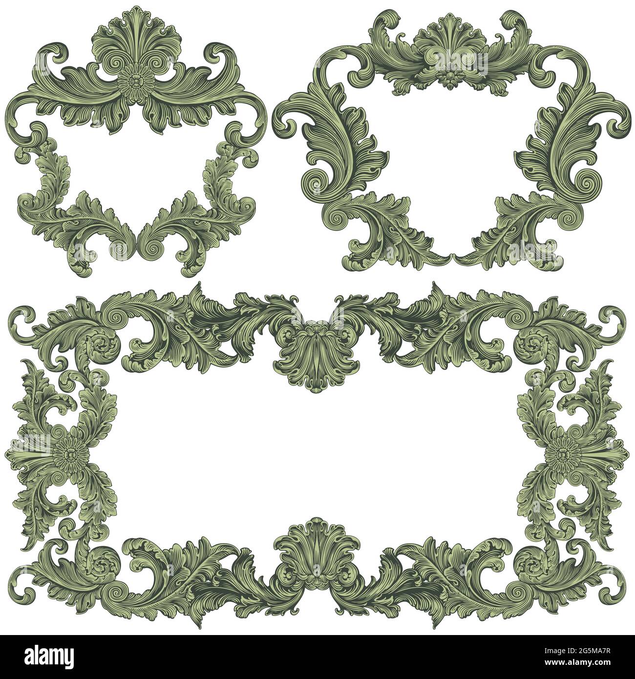 Cornici decorative vintage. Set di design. Illustrazione disegnata a ...