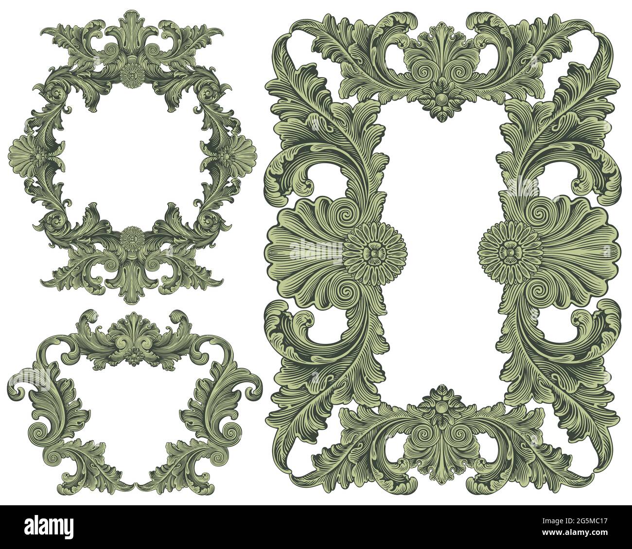 Cornici decorative vintage. Set di design. Illustrazione disegnata a ...
