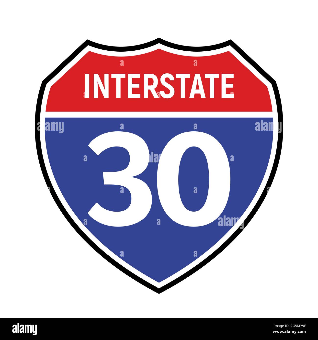30 icona del segnale del percorso. Vector Road 30 autostrada interstate ...