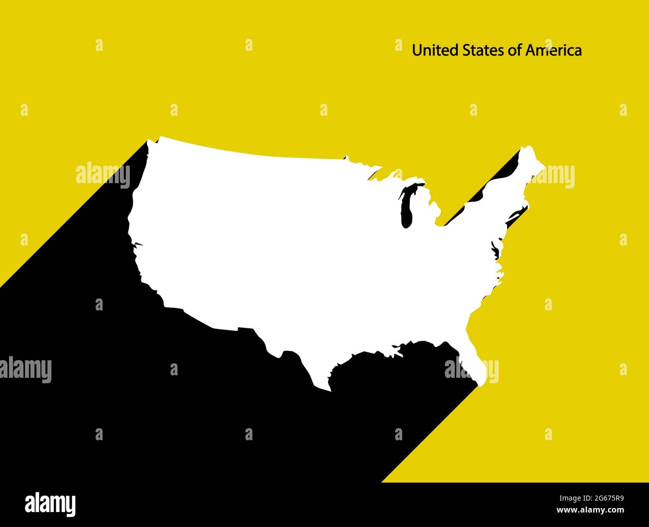 Mappa degli Stati Uniti d'America su poster retrò con ombra lunga ...