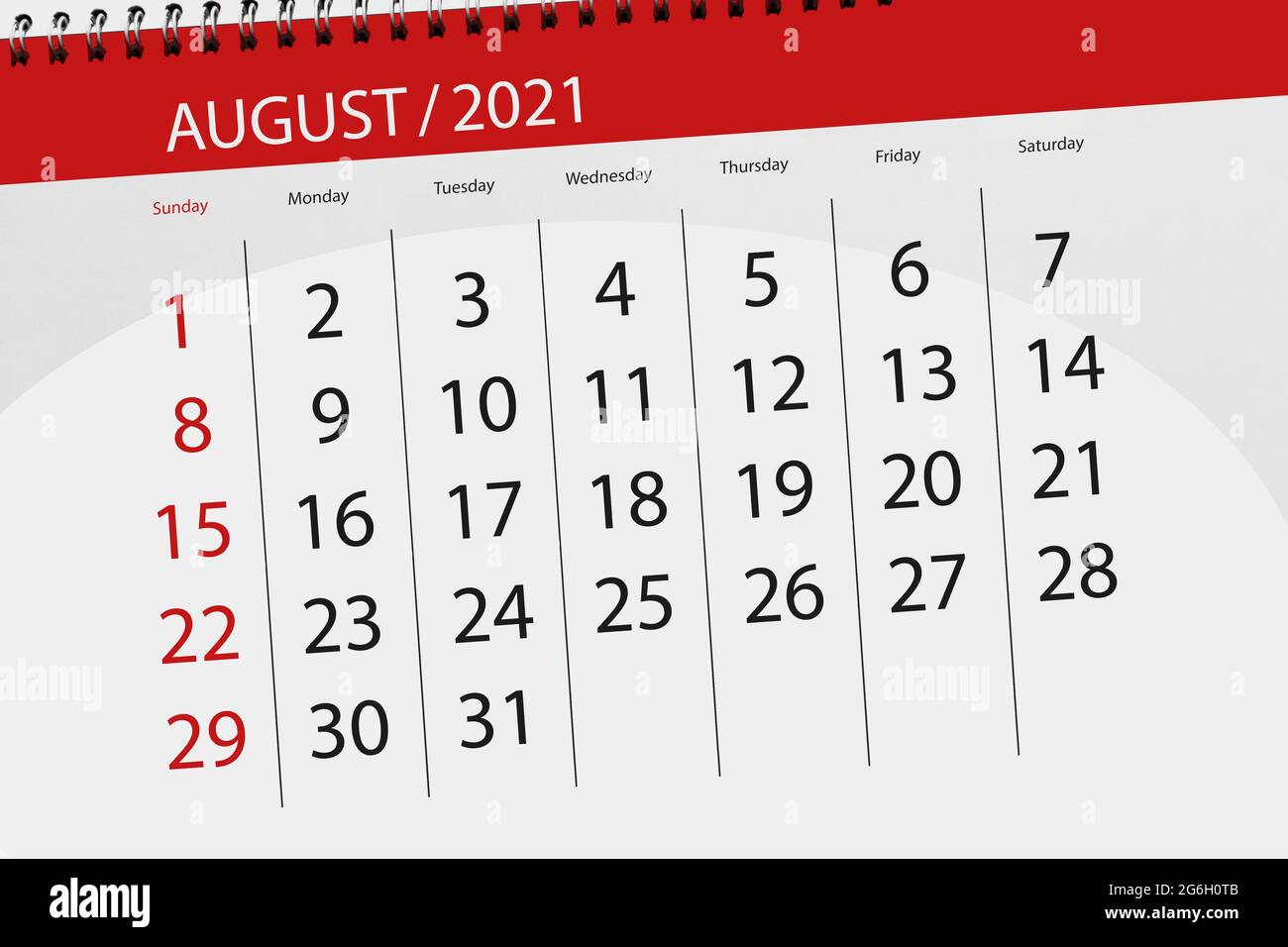 August calendar immagini e fotografie stock ad alta risoluzione - Alamy