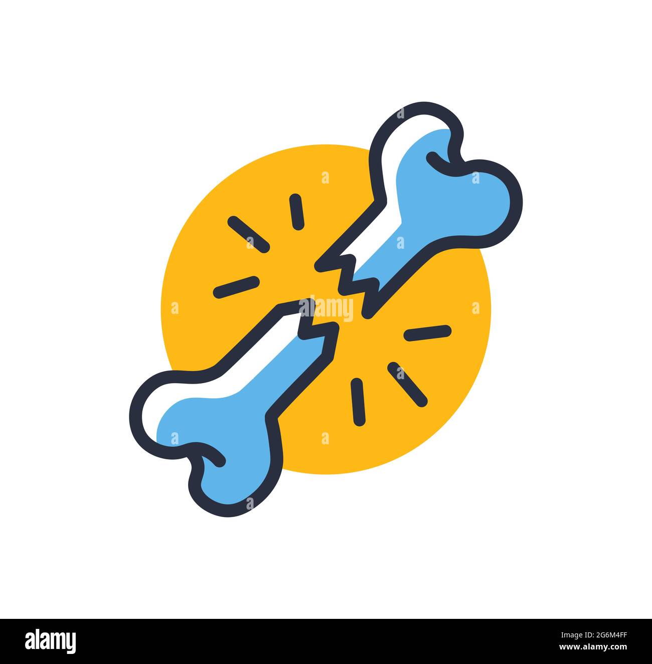 Icona osso umano rotto. Osso rotto isolato su sfondo bianco. Elementi ...