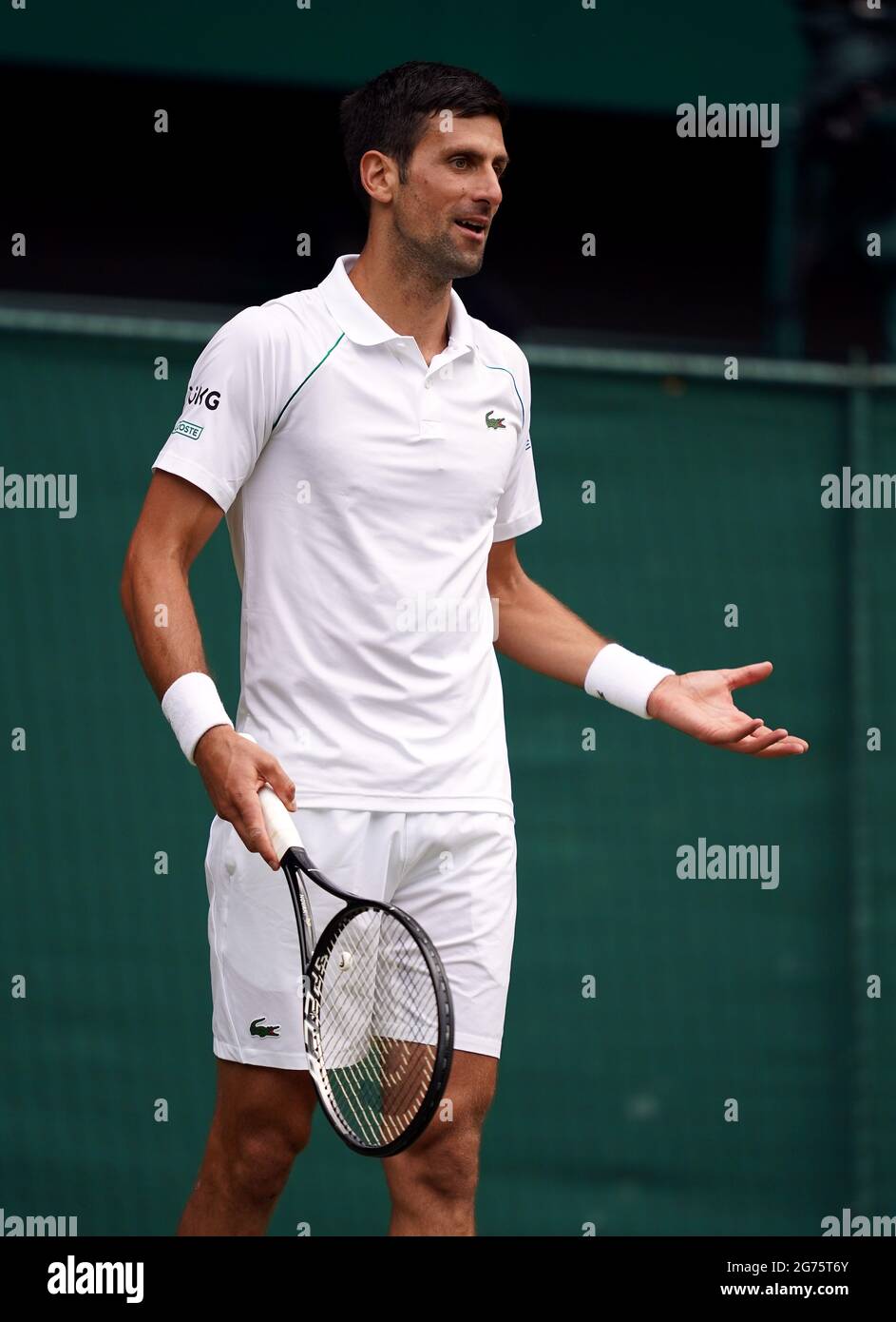 Novak Djokovic reagisce durante la finale di Gentlemen's Singles contro ...