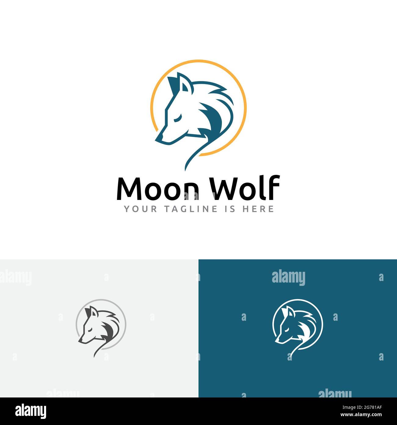 Wolf and moon logo Immagini Vettoriali Stock - Alamy
