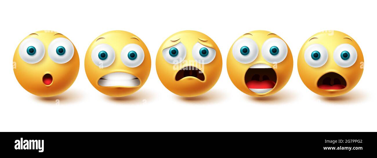Smileys Shocked Face Vector Set. Collezione Smiley ed emoticon shock ...