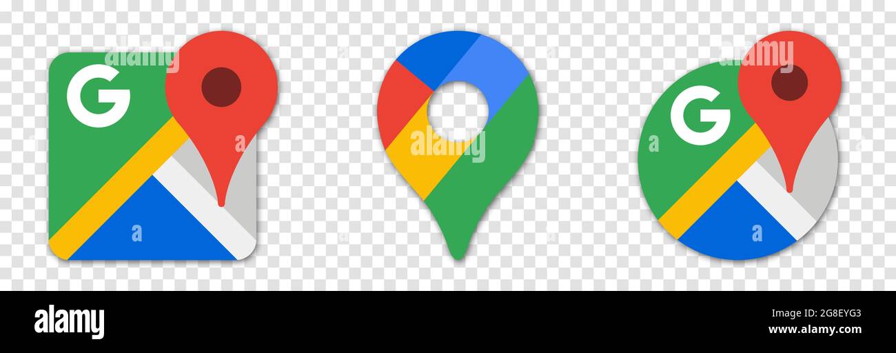 Set di icone di Google Maps. Mappare i marcatori perno. Illustrazione ...