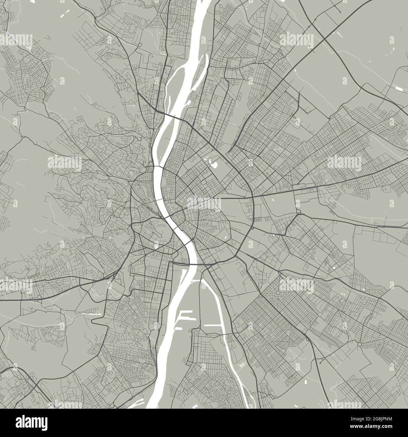 Mappa vettoriale di Budapest, Ungheria. Città urbana in Ungheria ...