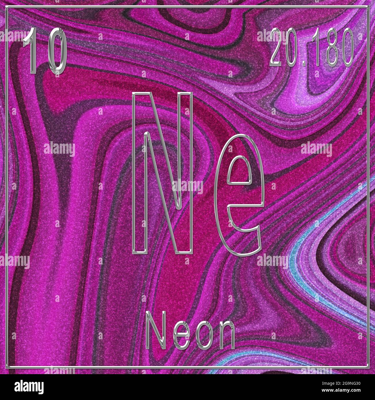 Elemento chimico neon, segno con numero atomico e peso atomico ...