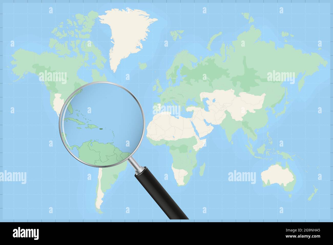 Mappa del mondo con una lente d'ingrandimento su una mappa di Porto ...