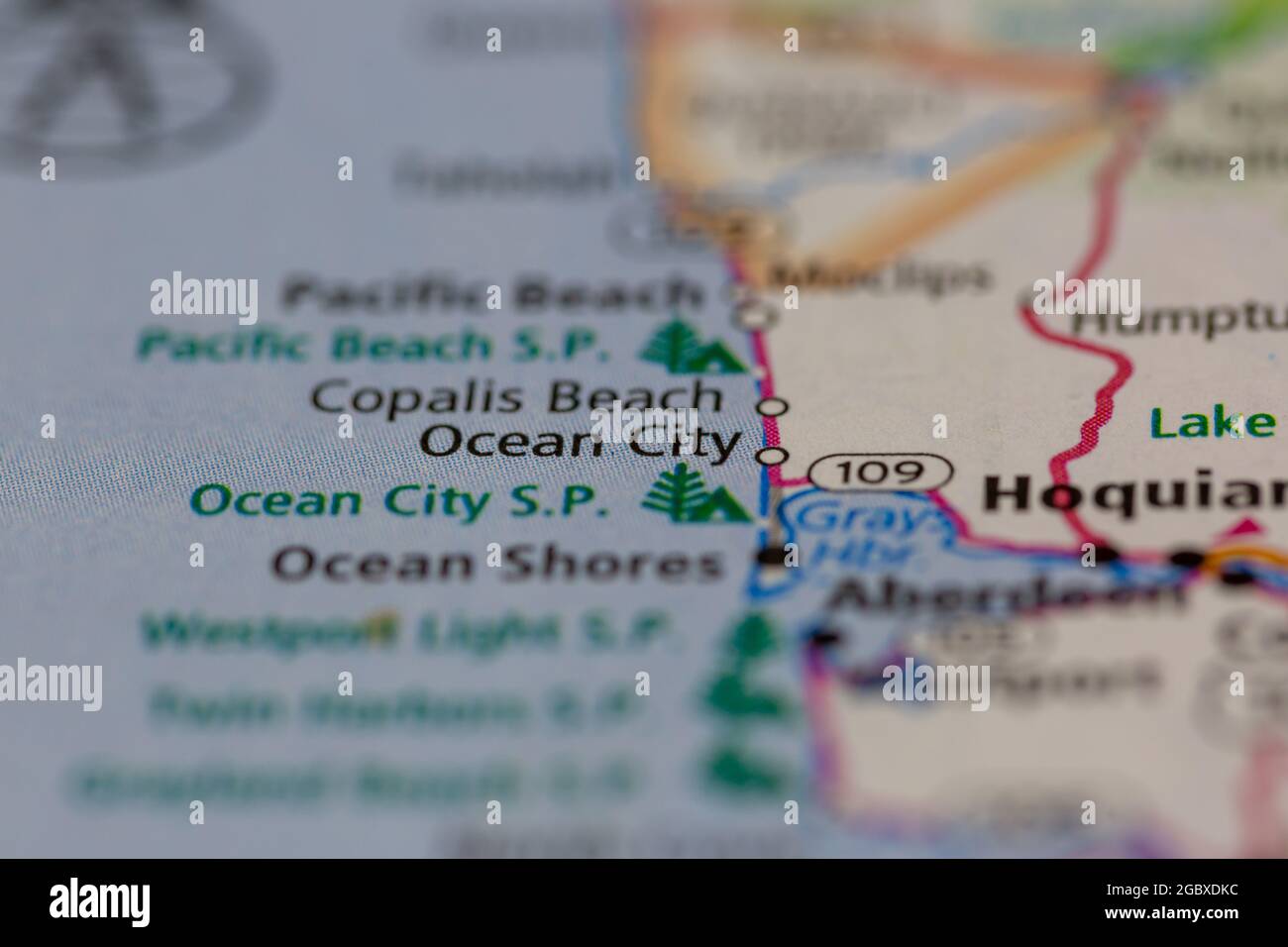 Ocean City Washington state USA visualizzata su una mappa stradale o su ...