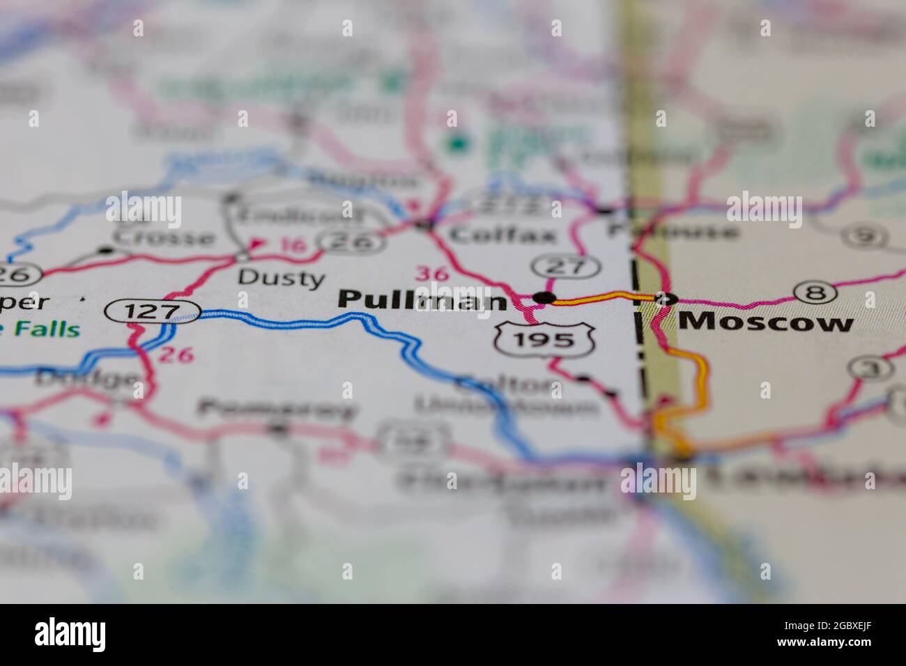 Pullman Washington state USA su una mappa stradale o su una mappa ...