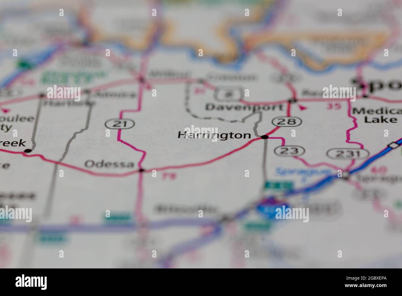 Harrington Washington state USA viene visualizzato su una mappa ...