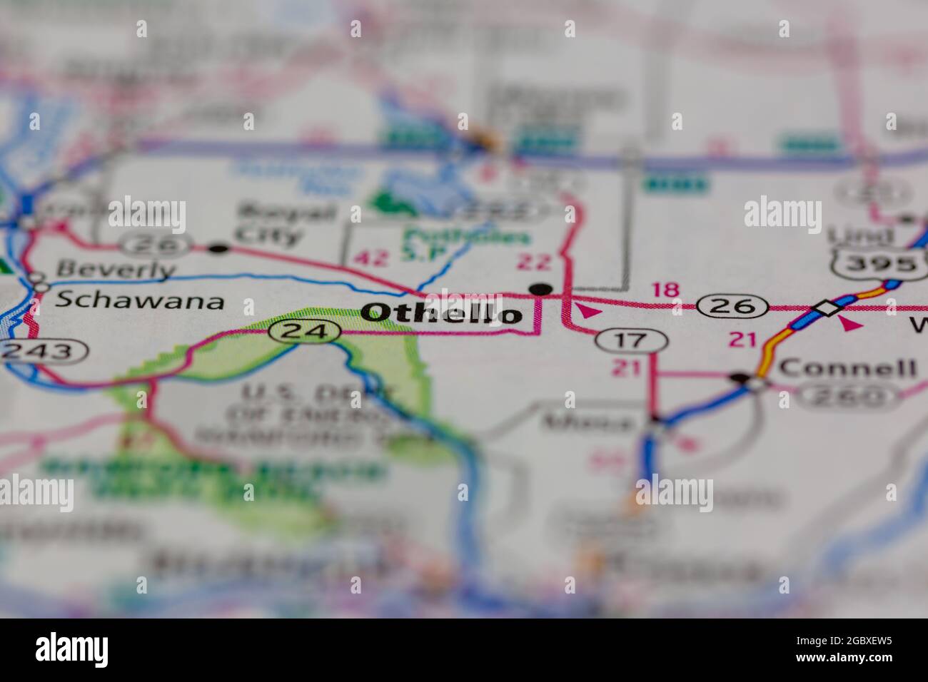 Othello Washington state USA mostrato su una mappa stradale o su una ...