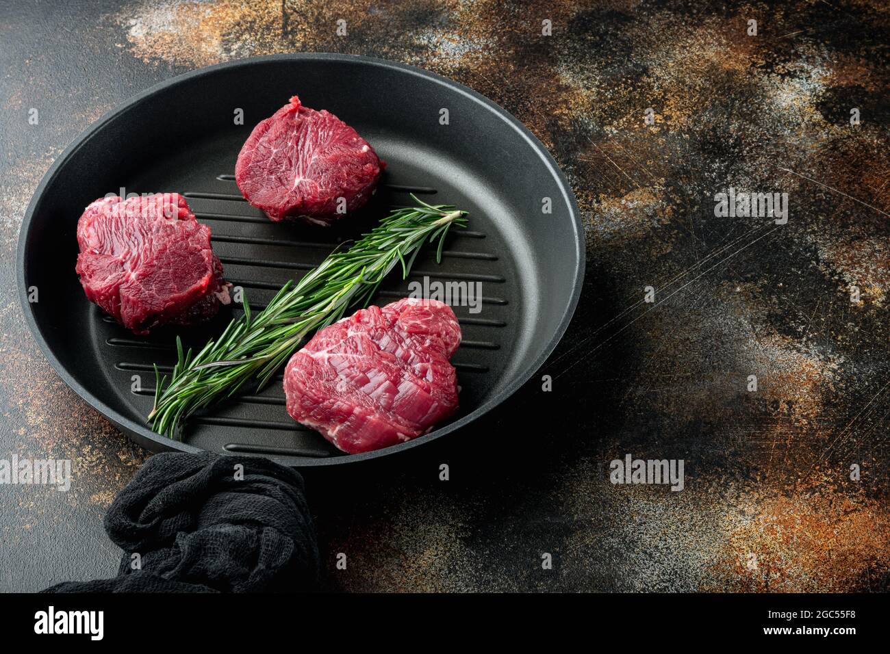 Carne di manzo marmorizzata Black Angus Steak, filetto mignon tagliato ...