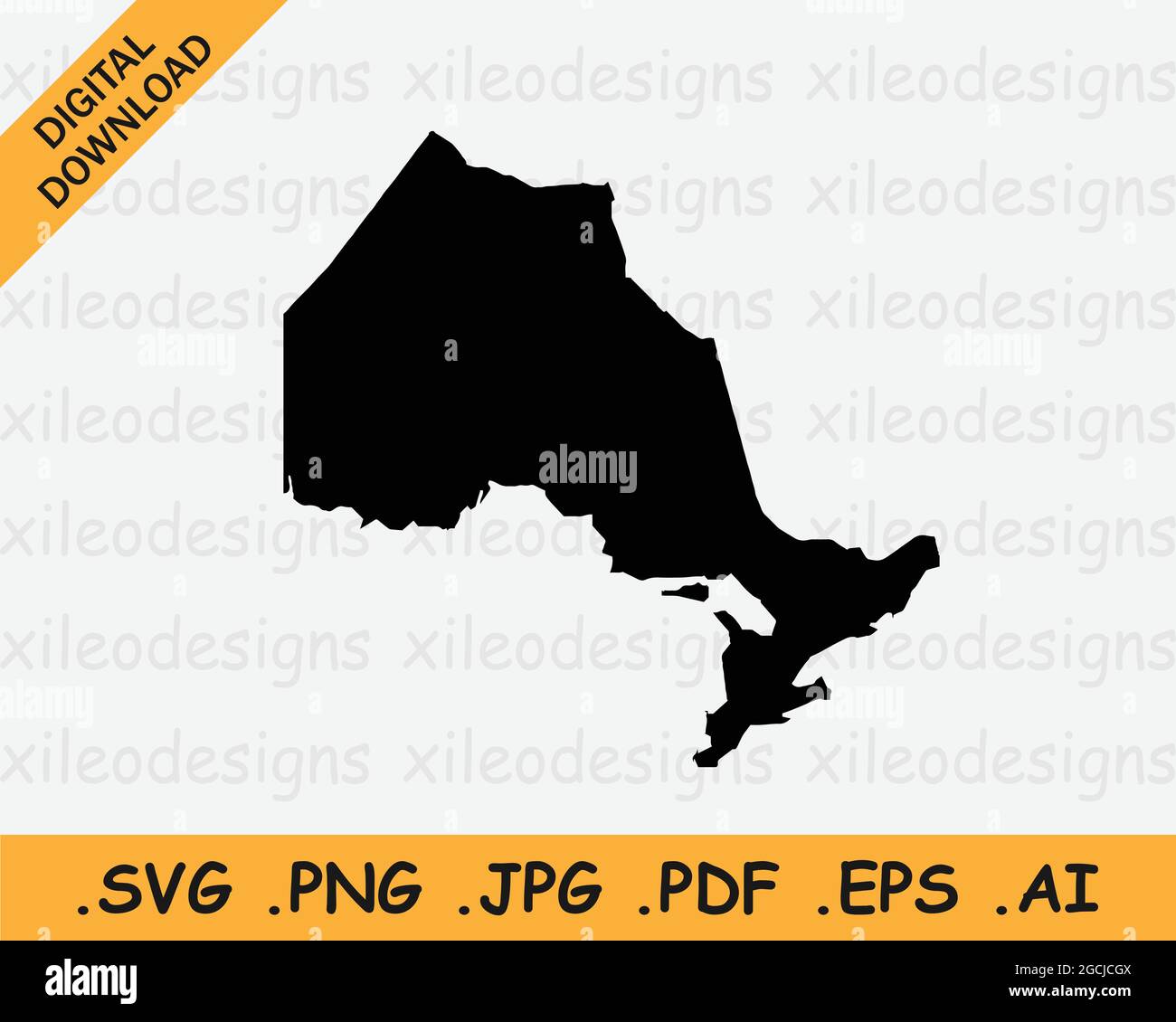 Ontario Canada Mappa Silhouette nera. ON, Canadian Province Shape ...