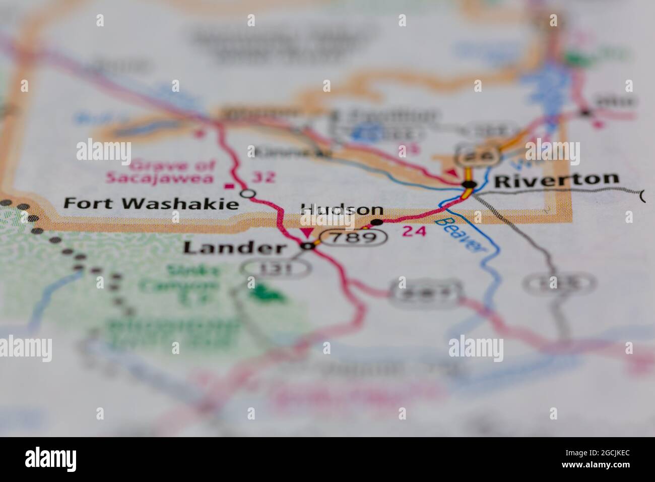 Hudson Wyoming USA visualizzato su una mappa stradale o su una mappa ...