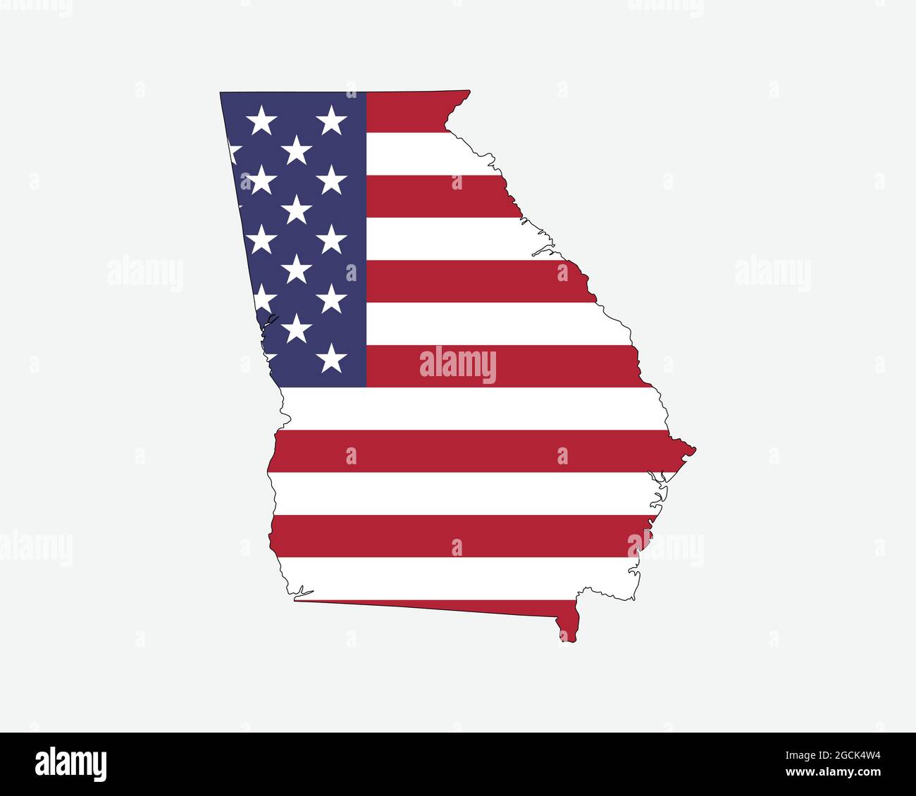 Mappa della Georgia sulla bandiera americana. GA, USA Mappa dello stato ...