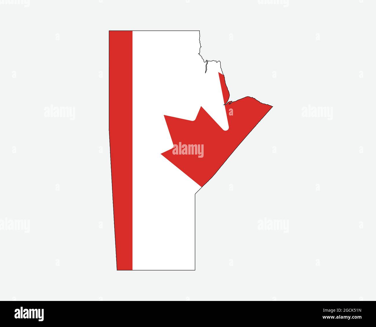 Mappa di Manitoba sulla bandiera canadese. Mappa della provincia di MB ...