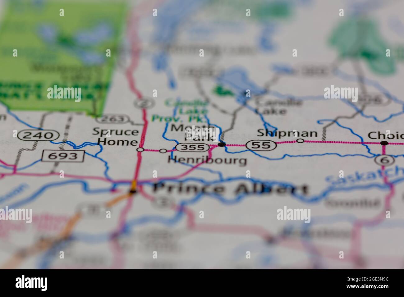 Meath Park Saskatchewan Canada mostrato su una mappa stradale o su una ...