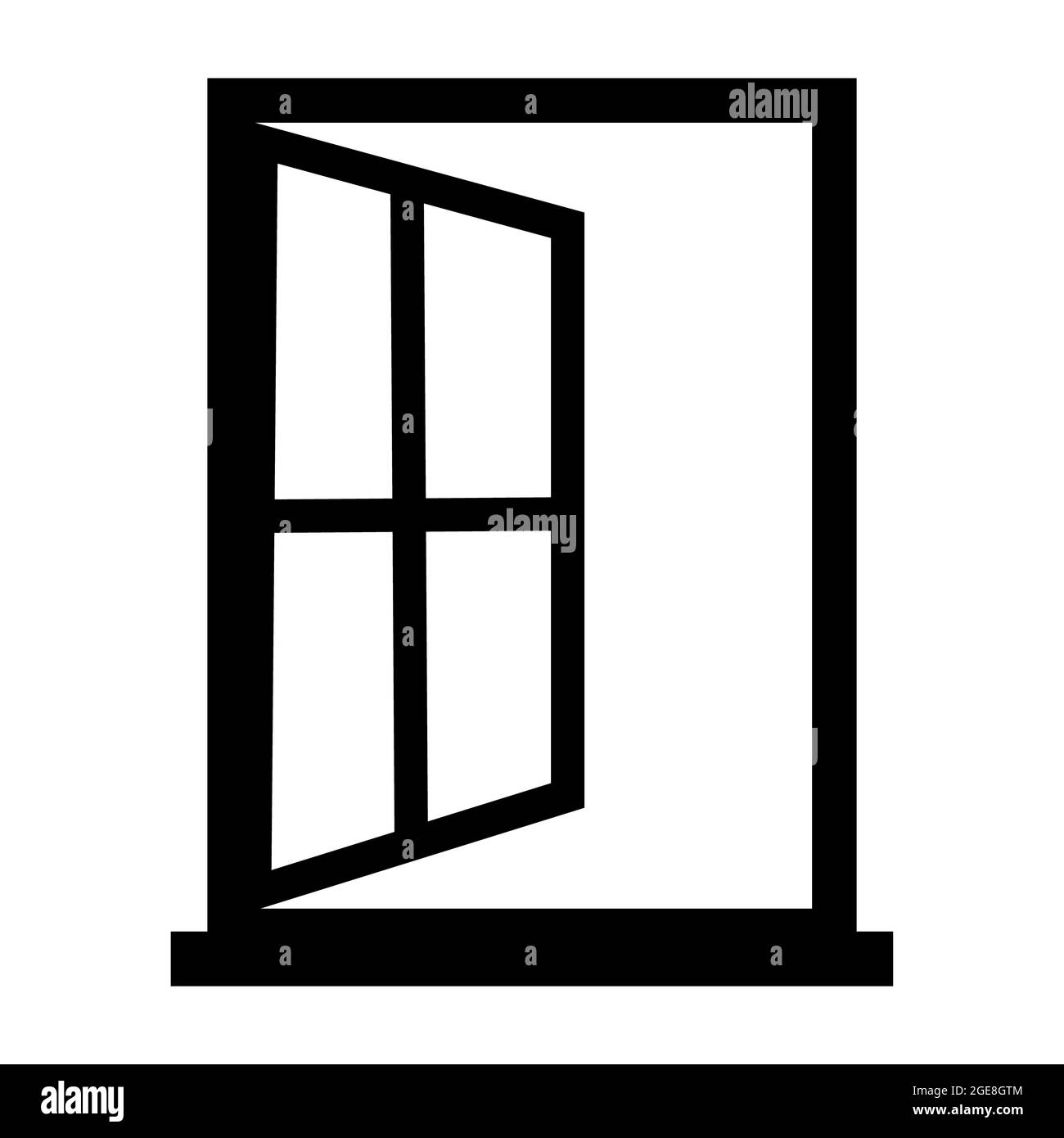 Icona lineare della finestra su sfondo bianco. Cartello di apertura ...