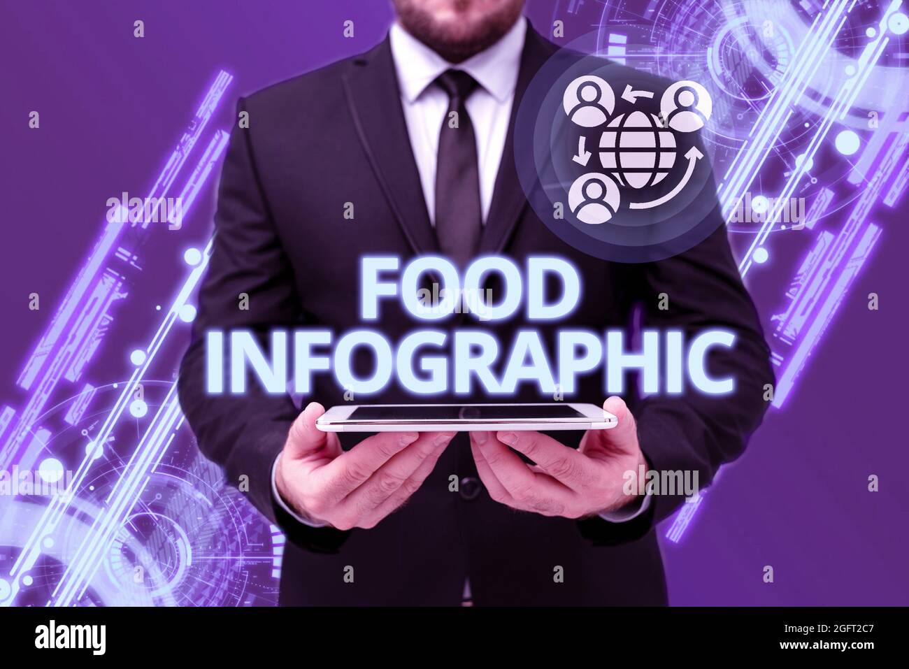 Cartello con la scritta Food Infografica. Parola scritta su un'immagine ...