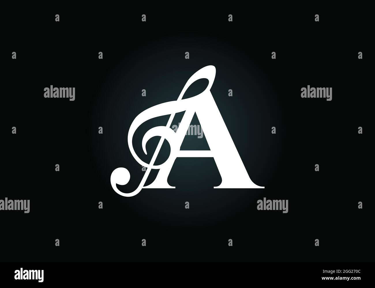 Iniziale DI UN alfabeto monogramma con una nota musicale. Segni ...