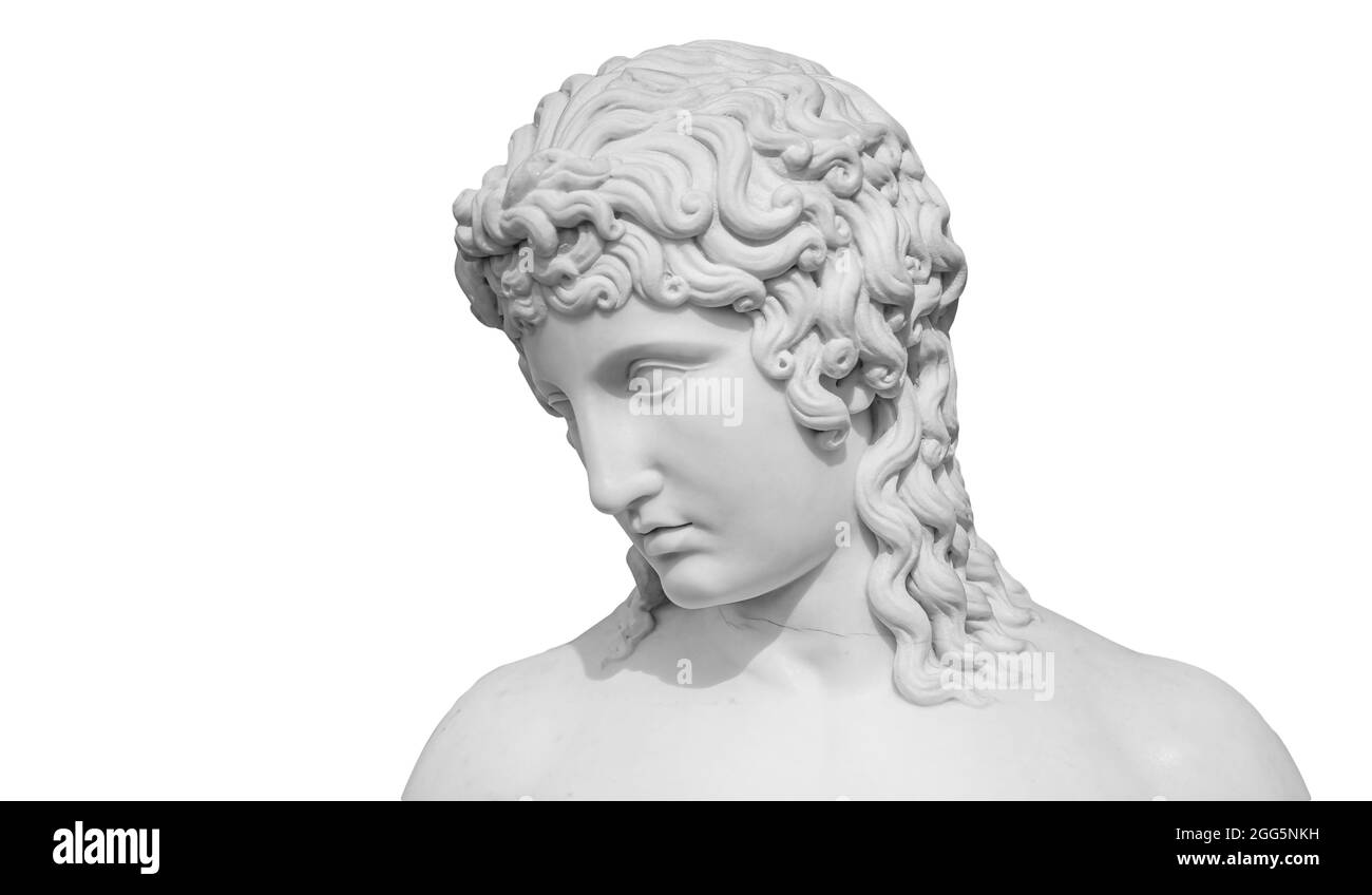 Copia in gesso dell'antica statua di Venere testa isolata su sfondo ...