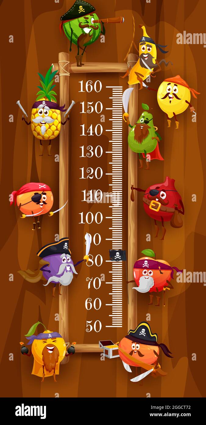 Tabella altezza bambini, pirati e frutta corsara, misuratore di ...