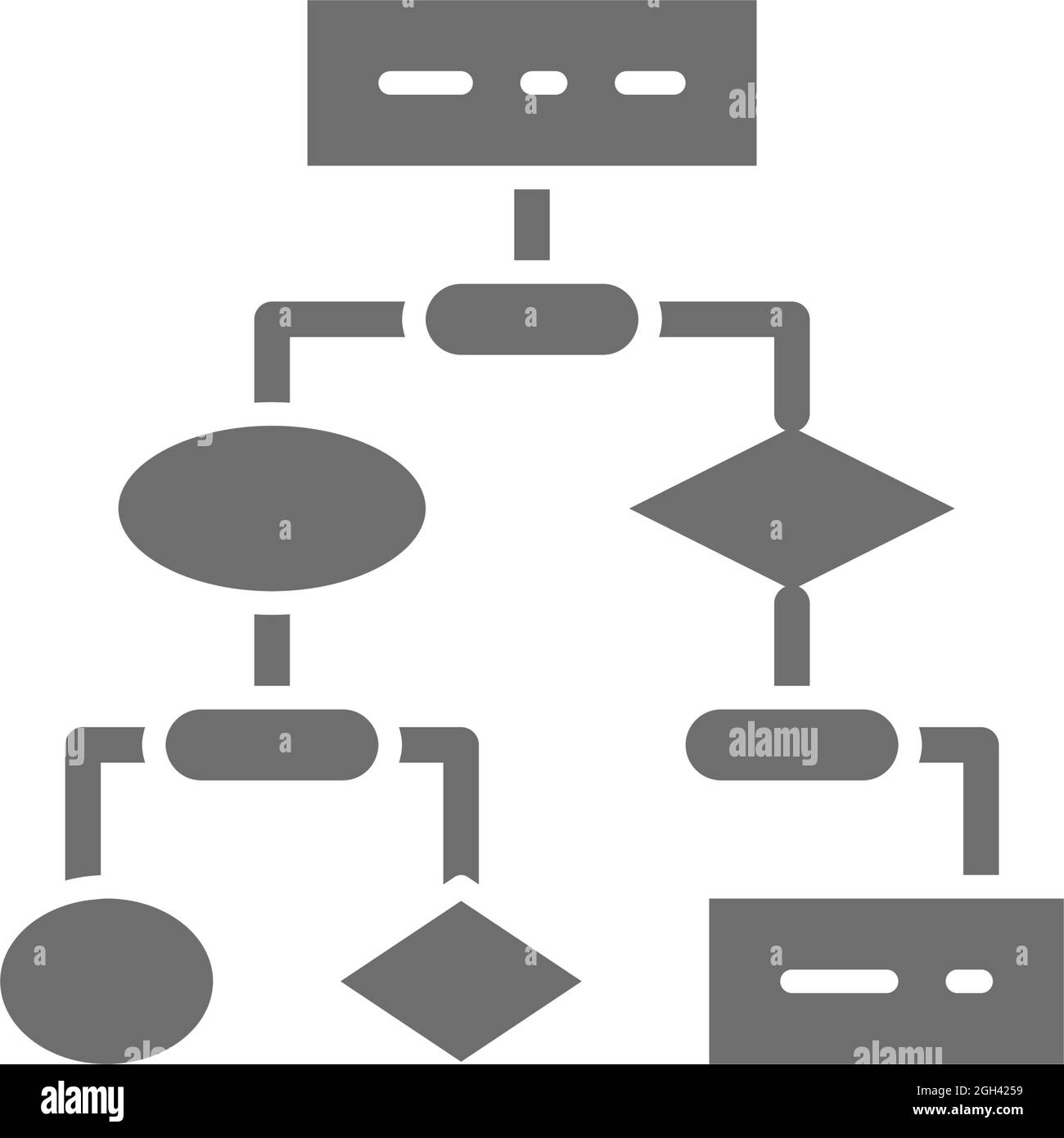 Algoritmo, schemi a blocchi di codifica, icona grigia del software api ...